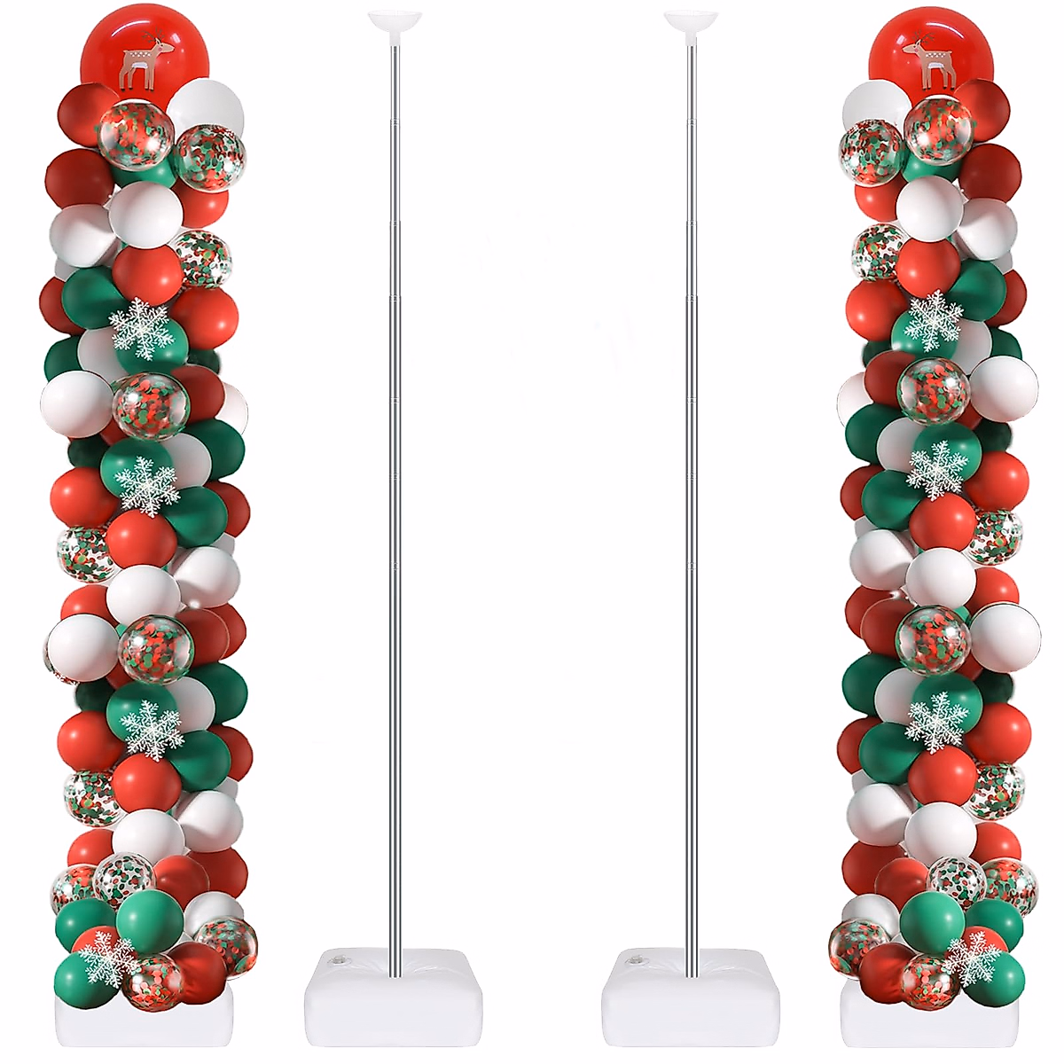 SoftTime Balloon Column Stand Kit for Floor,Set of 2, Adjustable and Reusable Balloon Tower Stands Kit with Heavy Base, Metal Balloon Display for Birthday, Wedding, Baby Shower,Party Decorations