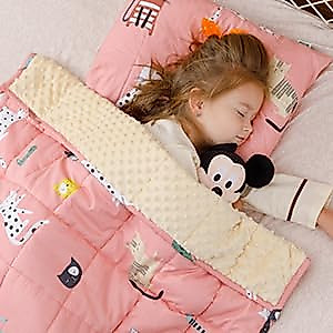 Sivio Weighted Blanket,Cotton and Minky Fleece Throw Blanket with Beads, Reversible Heavy Blanket, 3lbs 36x48 Inch, Pink Cat