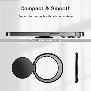 JETech Cell Phone Ring Holder, 360 Degree Rotation Metal Finger Grip Adjustable Cellphone Stand for Magnetic Car Mount, Compatible with iPhone, Galaxy, Pixel and More Smartphone (Black)