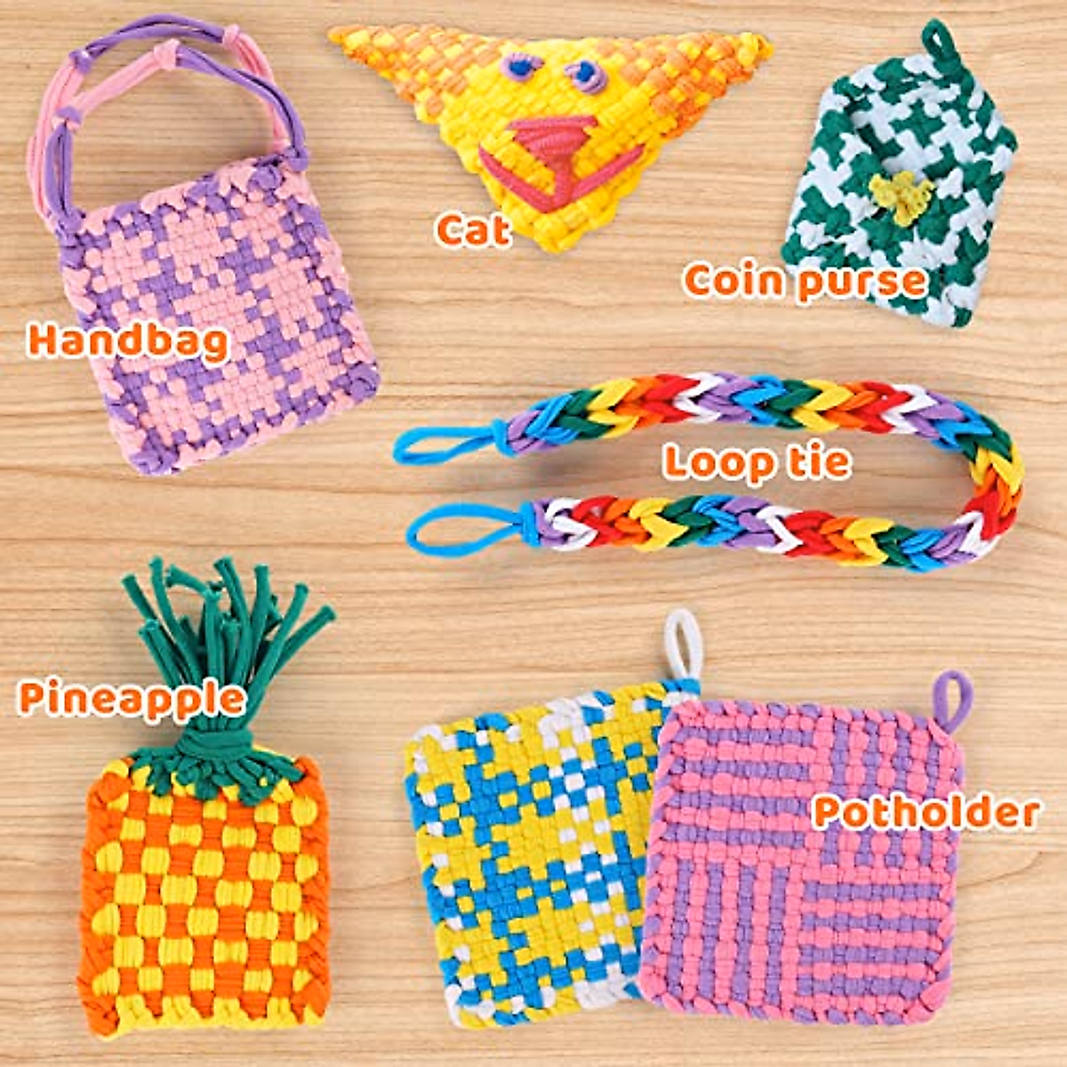 PREBOX Weaving Loom Kit Toys for Kids and Adults, Potholder Loops Crafts for Girls Ages 6 7 8 9 10 11 12, 7" Pot Holder Loom Knitting Kits and Gifts for Kids and Beginners, Make 6 Masterpieces