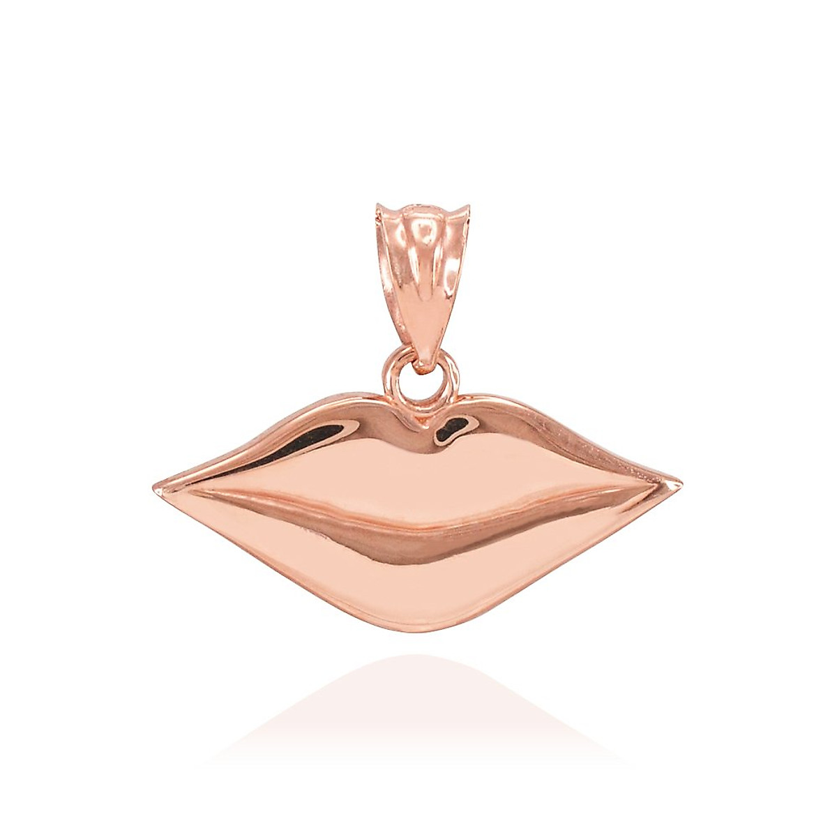 Trendy Necklaces High Polish 14k Rose Gold Lips Charm Pendant