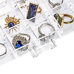 yarlung Acrylic Jewelry Storage Box Earring Holder with 5 Drawers, 120 Grids Jewelry Organizer Tray Clear Ring Display Case for Beads, Nail Tips, Women Girls, Birthday Gift