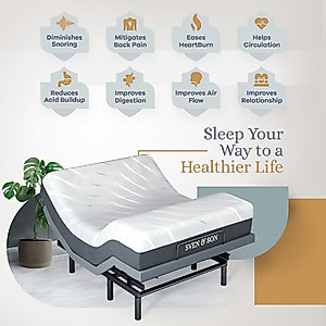 Sven & Son Bliss Adjustable Bed Base (Frame) + 14 inch Hybrid Spring Matt (Medium Soft), Head and Foot Lift, Lumbar, Pillow-Tilt, Massage, Under-Bed Lights, USB, Memory, Zero Gravity - Queen