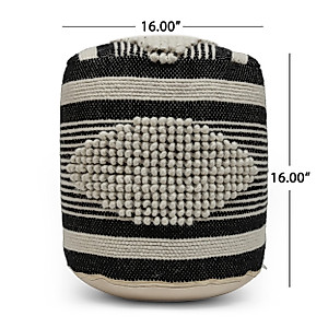 Christopher Knight Home Lucknow Pouf, White + Black, Small