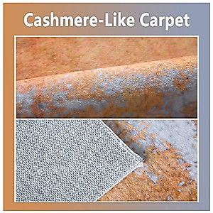 Eroyat Modern Indoor Slim Area Rug,5x7 Feet Large Living Room Bedroom Rug,Light Luxury Entryway Kitchen Rug,Non-Slip and Non-Shedding Low Pile Easy to Clean Home Decor,Gray-Orange