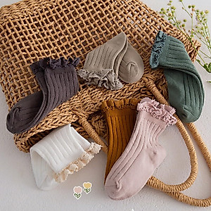 XiPriway Little Girls Vintage Ruffle Ankle Lace Socks Toddler Girl Boot Socks，Mixed 6 Pairs