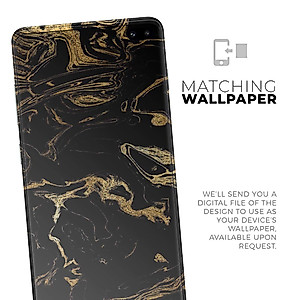 DesignSkinz Black & Gold Marble Swirl V8 Protective Vinyl Decal Wrap Skin Cover Compatible with The Samsung Galaxy S20 (Screen Trim & Back Glass Skin)