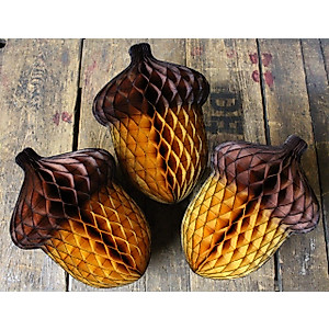 3-Pack 14 Inch Honeycomb Tissue Acorn Decoration