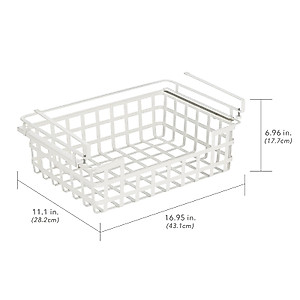 mDesign Nate Home by Nate Berkus Sliding Under Shelf Hanging Pull Out Organizer | Metal Wire Basket Organizer for Kitchen Cabinets or Pantry Shelves from mDesign - Matte White