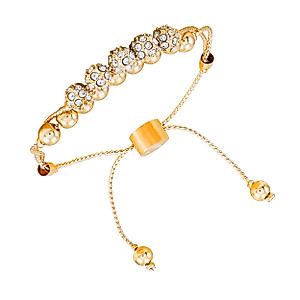 GUESS Gold-Tone Two Row Beaded Slider Bracelet