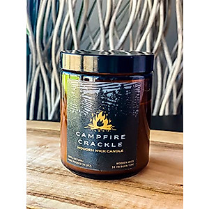 Campfire Candle Scented| 8oz Firewood Scented Candles for Men Wood Wick, Long Lasting, Masculine Scents, Natural Soy Jar Candle for Home, The Perfect Mens Gift.