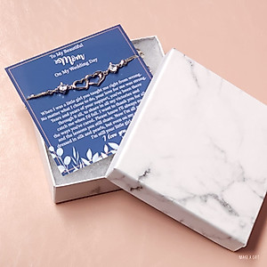 Bride to Mother bracelet. Mother Of The Bride Gift From Daughter. Silver Bracelet for Mother on Wedding Day. Mom gifts. Jewelry box for Mom.