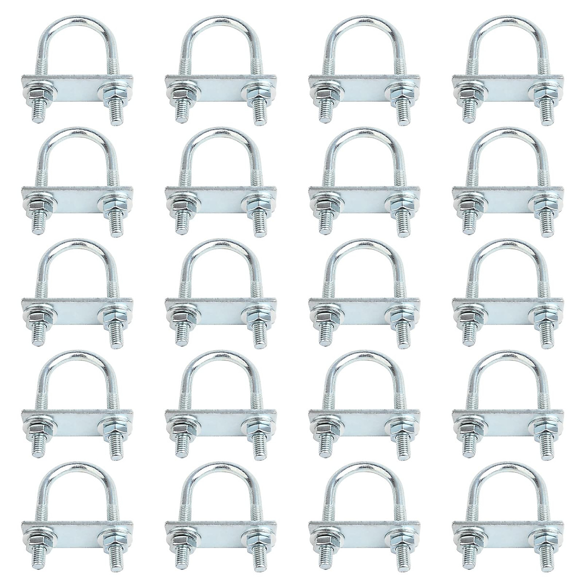20 Pack Round U-Bolts 33.4mm Inner Width fit Accept for Nominal Pipe Size:1"(OD 1-1/4" Pipe), Steel M7 Round Bend U Bolt Pipe Clamp with Nut, Plate,Washer