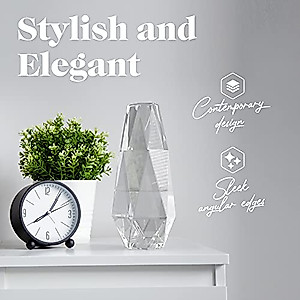 Fifth Avenue Crystal Modern Geometric Bedside Water Carafe with Tumbler- Elegant Pitcher and Matching Drinking Glass Doubles As Lid for Guest Room, Office (Clear)