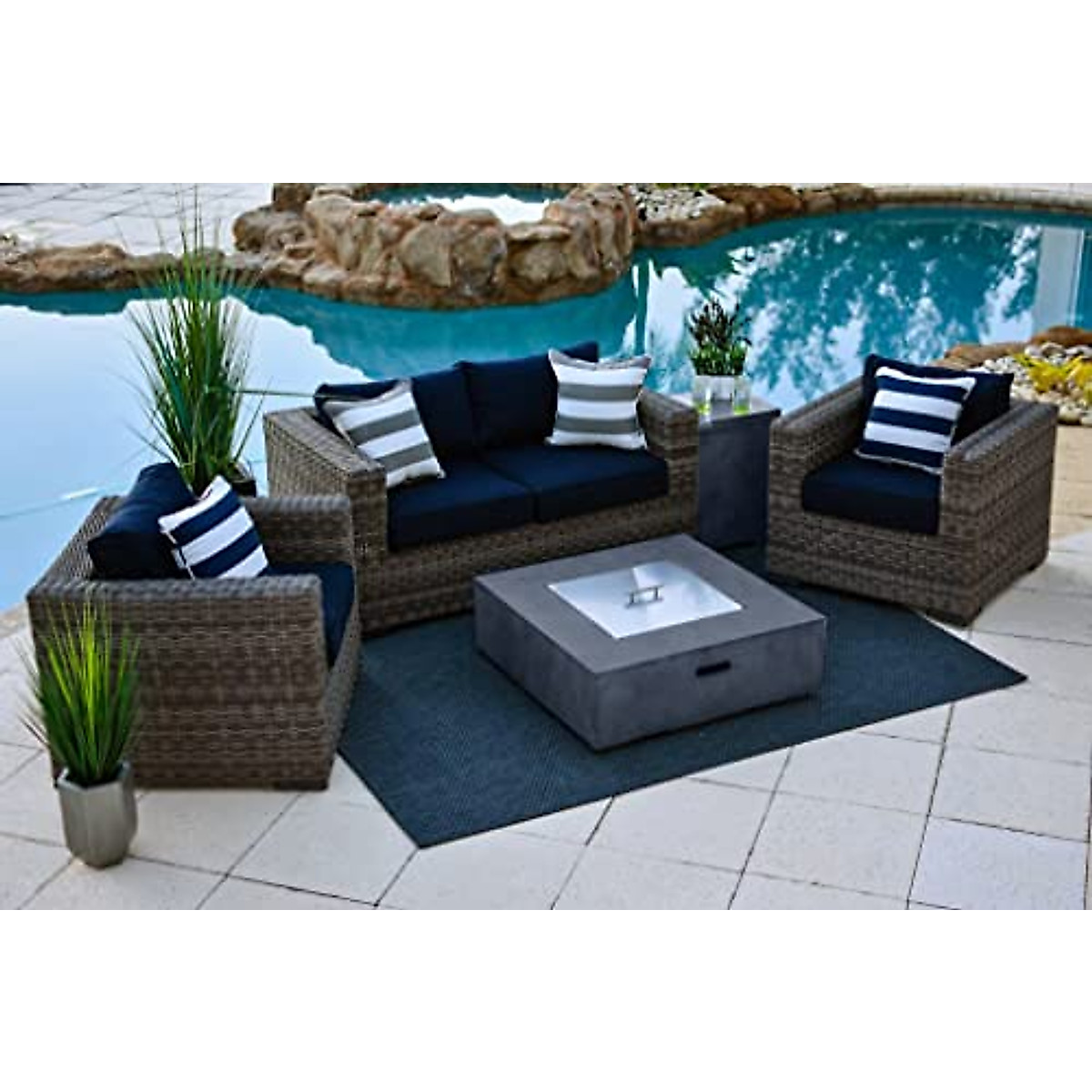 35" x 35" Square Outdoor Propane Gas Fire Pit Table in Gray