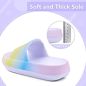 FJPTREN Kids Cloud Shoes Girls Boys Slippers Sandals Cushioned Non Slip Slippers Lightweight Shower Shoes Kids Platform Thick Sole Slides Kids Slip on Sandals Rainbow Size 13 M Little Kid