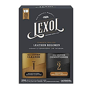 Lexol Leather Care Kit Conditioner and Cleaner, Use on Car Leather, Furniture, Shoes, Bags and Accessories, Trusted Leather Care Since 1933, Quick & Easy 2-Step Regimen, 16.9 oz Bottles Plus 2 Sponges,Black
