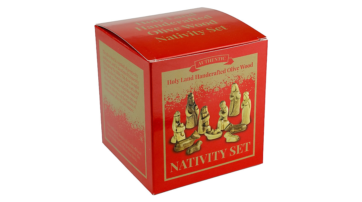 Unique Olive Wood Faceless Nativity Set from Bethlehem