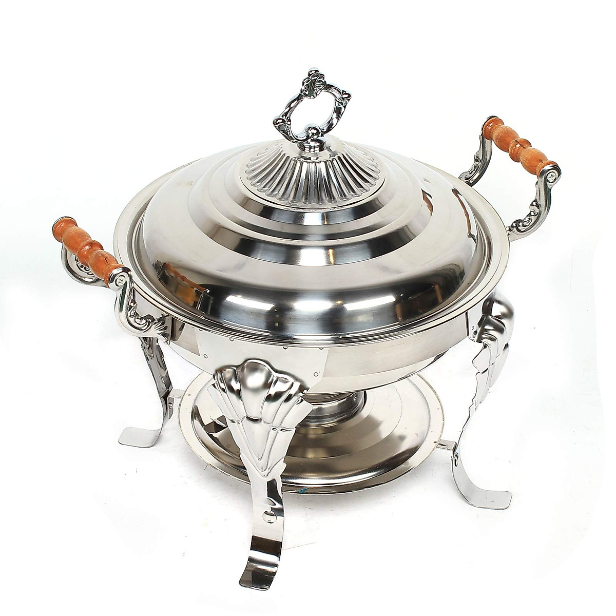Round Chafing Dish Stainless Steel Chafer Roll Top Chafer for Catering Buffet Warmer Set Dinner Serving Buffet Warmer with Pans and Fuel Holders for Home and Restaurant Use (Style 1)
