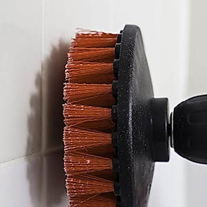 Grout Cleaner 5 Inch Flat Drill Brush | Tile and Grout Cleaner Tool Drill Brush Attachment | Bathroom and Shower Scrubber | Stiff Nylon Bristles Remove Soap Scum | Baseboard Cleaner Tool