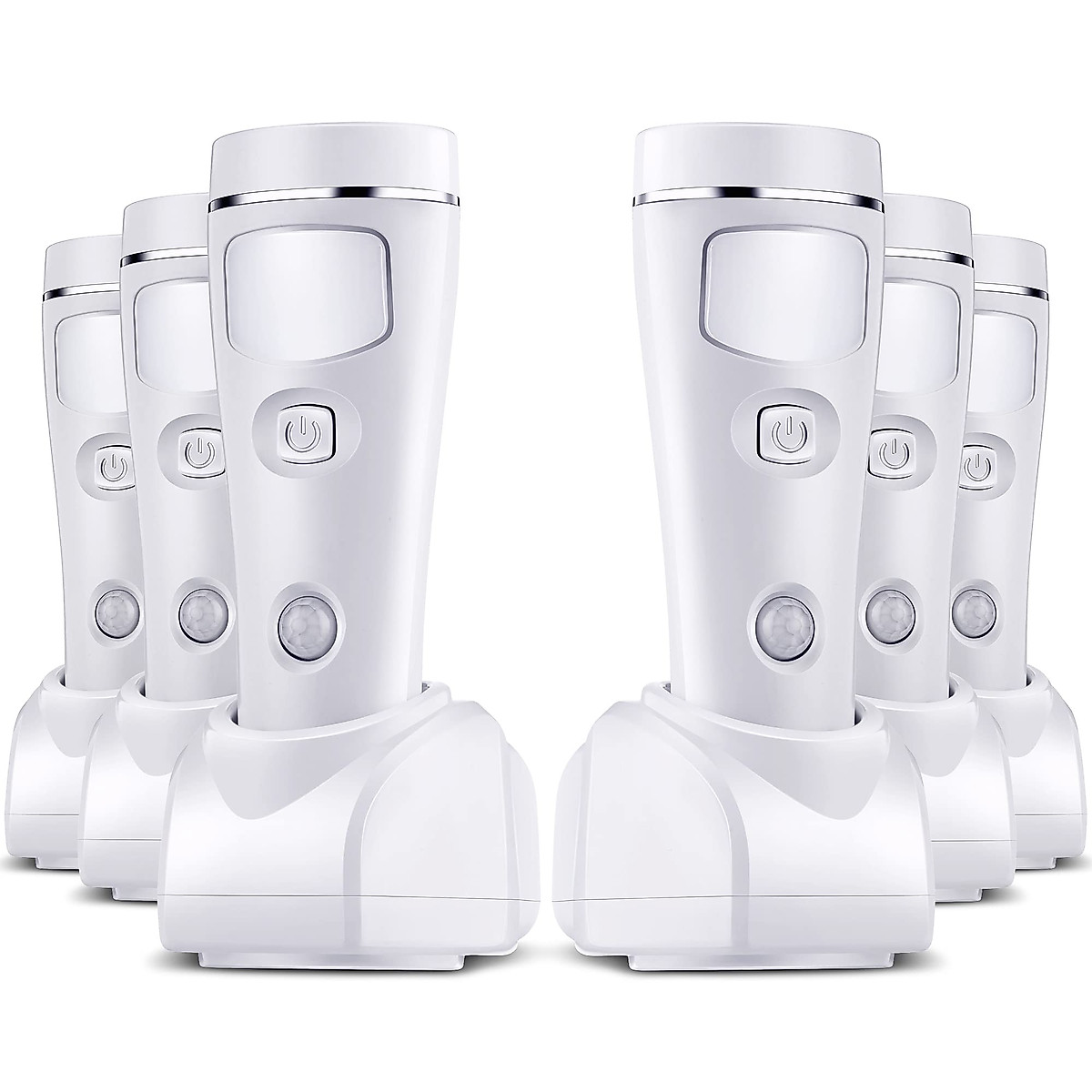 Enhon 4 in 1 LED Rechargeable Plug in Flashlights, 6 Pack LED Emergency Lights for Home Power Failure Emergency, Plug in Power Outage Light, Power Failure Light with Motion Detection (White)