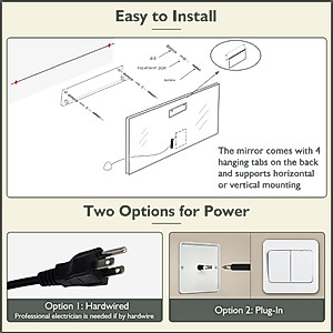 Salfanre 20x28 Led Bathroom Mirror with Lights and Black Aluminum Frame, Led Mirror for Bathroom Wall Mounted, Smart Led Vanity Mirror, Dimmable, Anti-Fog, Shatter-Proof(Horizontal/Vertical)