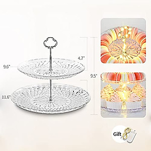 NWK Crystal Clear Cake Stand with Light Strings 5 Piece Perfect for Wedding Birthday Baby Shower Party Clear