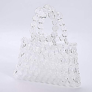 YIFEI Women Beaded Clear Acrylic Handbag Handmade Transparent Bags for Wedding Party (Bubble)