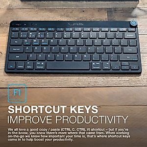 JLab Go Wireless Keyboard, Black, Connect Via Bluetooth or USB Wireless Dongle, Multi-Device Ultra-Compact for a Minimalist or Portable Set-Up (1 Pack)