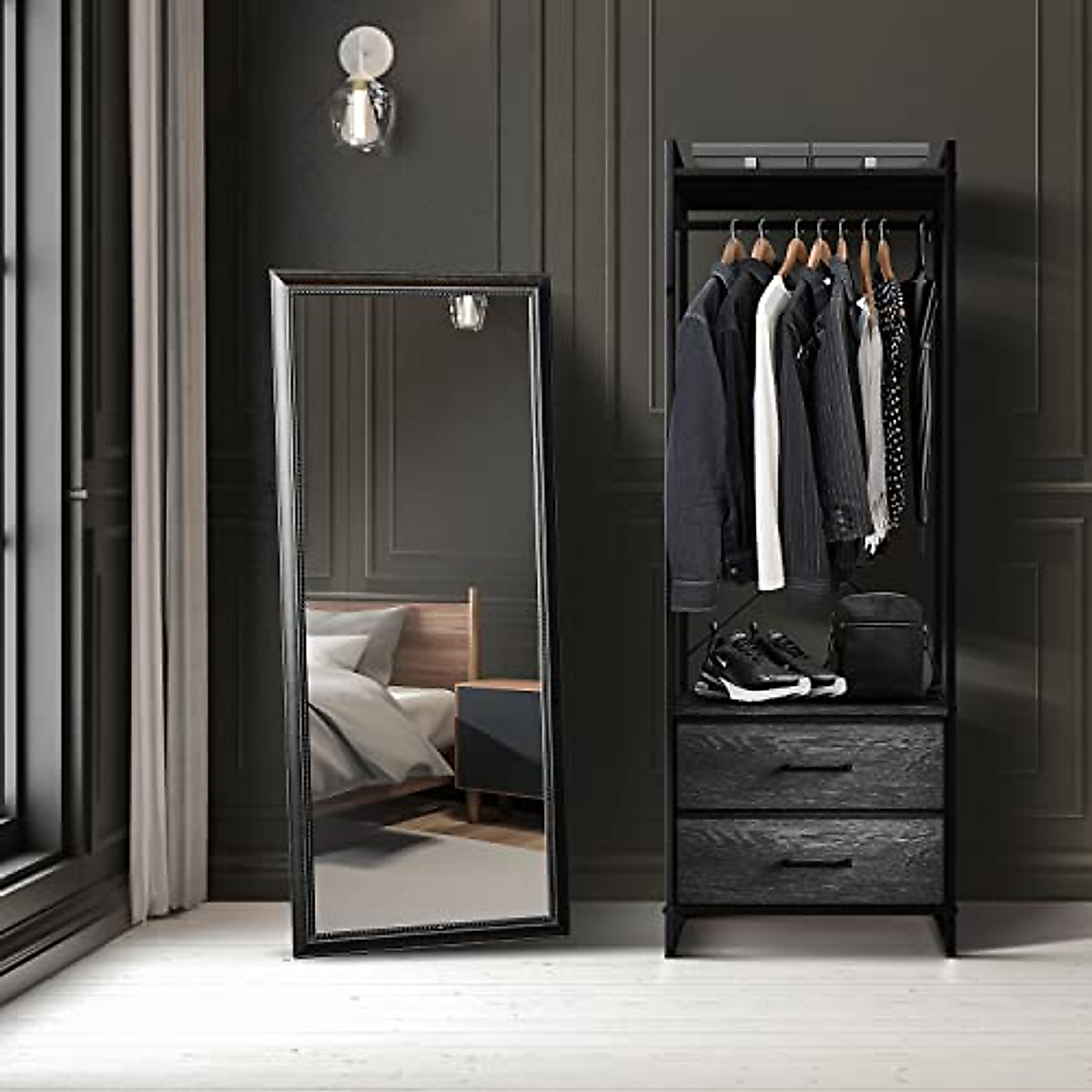 Sorbus Clothing Rack with Drawers - Clothes Stand Dresser - Wood Top, Steel Frame, & Fabric Drawers - Tall Closet Storage Organizer - Stand Alone Garment Rack for Hanging Shirts, Dresses, & Jackets