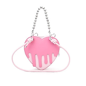 GESALOP Cute Heart Tote Bag Womens Leather Small Handle Purse Y2K Purse Gothic women's bag (Pink)