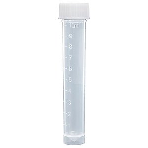 Globe Scientific 6102S Polypropylene Molded Graduations Conical Bottom Self Standing Transport Tubes with Attached White Polyethylene Screw Cap, Sterile, 10ml Capacity, Pack of 500