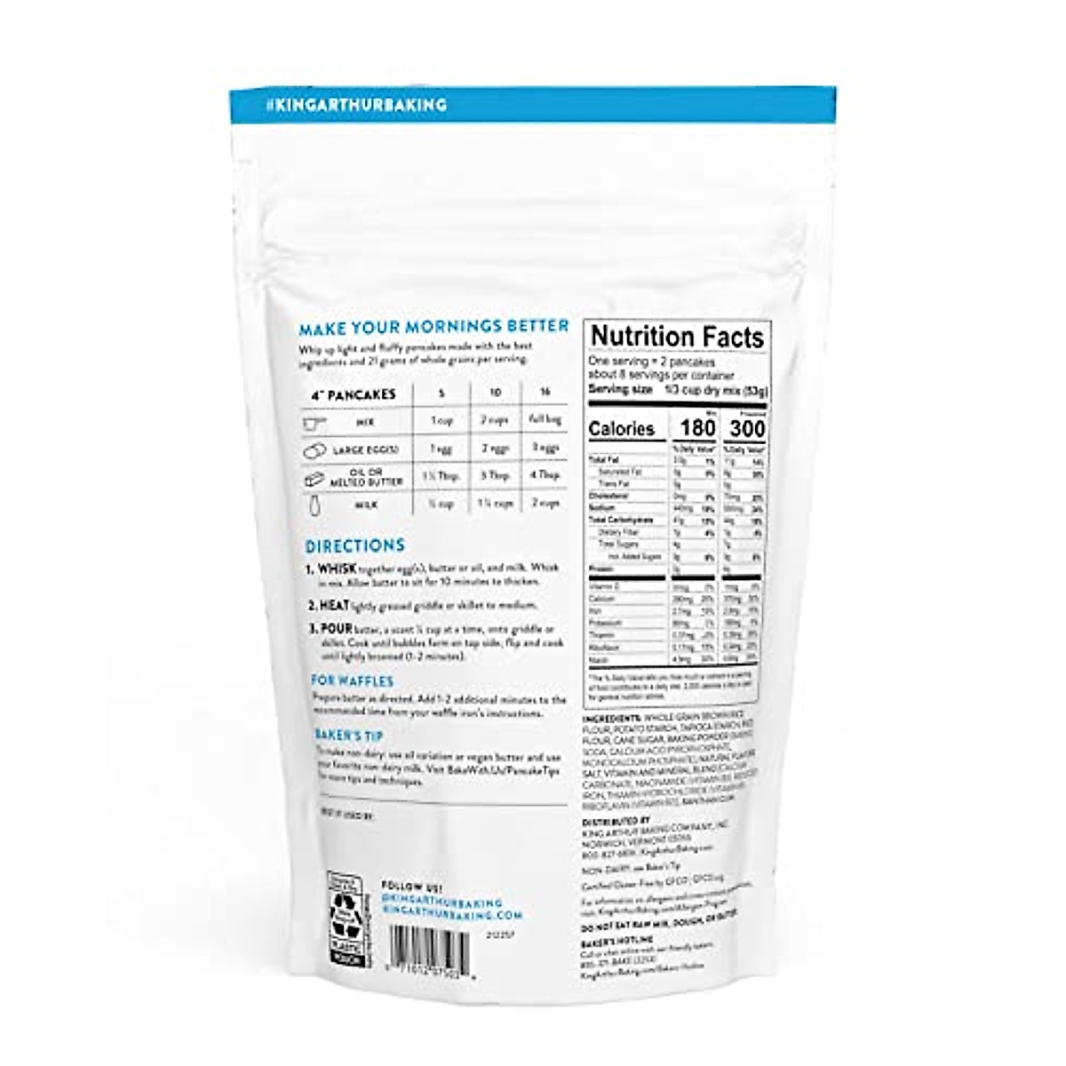 King Arthur Gluten-Free Pancake Mix, Non-GMO Project Verified, Kosher, 15 Ounces, Packaging May Vary