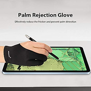 Mixoo Artist Gloves for Drawing Tablet 2 Pack - Palm Rejection Drawing Gloves with Two Fingers for Paper Sketching, iPad, Graphics Painting, Good for Left and Right Hand (S)