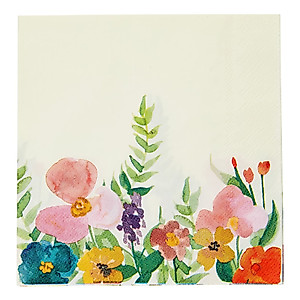 Juvale 100 Pack Vintage Style Disposable Floral Paper Napkins, 2-Ply, 6.5x6.5”, Napkins for Garden Bridal Shower, Tea Party, & Wedding