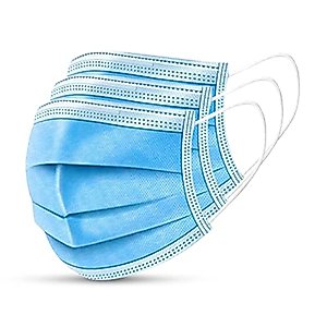 50 Pieces - 3-Ply Disposable Procedural Face Mask Mouth Cover for Personal or Commercial Use