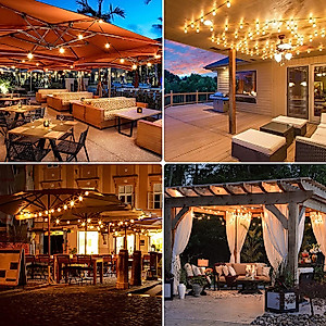 Abeja 25Ft LED Outdoor String Lights, Patio Globe String Lights with 27 Shatterproof LED Clear Bulbs(2 Spare), Hanging Patio String Lights for Backyard Decor Bistro Party Yard Decor- White Wire