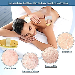 TEMEAYE Dry Brushing Body Brush, Body Skin Exfoliator Scrubber, for Skin Dry Brushing Massage, Lymphatic Drainage & Blood Circulation Improvement, Medium Strength (Boar Bristle and Wooden Handle)