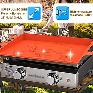 22 Inch Griddle Mat for Blackstone 22 Inch Griddle,Silicone Griddle Mat for Blackstone Grill 22 Inch,22 inch Silicone Mat for Blackstone, Fully Wrapped Protect 22”Griddle Silicone Griddle Mat