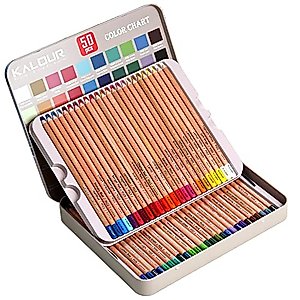 KALOUR Pro Pastel Chalk Colored Pencils,Set of 50 Colors,Color Charcoal Pencils for Drawing Sketching Coloring Shading,Art Supplies for Adults Artists