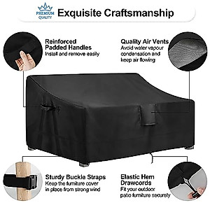 OutdoorLines Outdoor Waterproof Patio 3-Seater Couch Cover - UV Resistant Patio Sofa Furniture Covers Weatherproof Heavy Duty Glider Covers for Outdoor Furniture, 76Wx32.5Dx33H Inches, Black