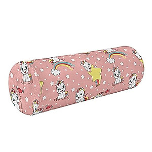 Vnurnrn Unicorns Neck Support Pillow Round Neck Roll Bolster Cylinder Pillow Cervical Pillows Knee Pillow for Leg Knee Back Head Support for Camp Study Work Men