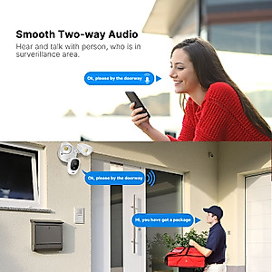 Hiseeu Solar Powered Floodlight Camera Wireless Security Camera,12000mAh Rechargeable Batteries High Brightness LED,Color Night Vision,IP66 Waterproof,1080P,Motion Detection,2-Way Audio,Cloud Storage