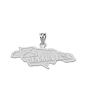 Jamaica Country Map Charm Pendant in Sterling Silver