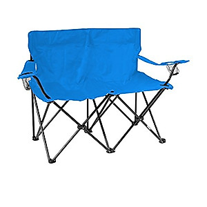 Trademark Innovations Loveseat Style Double Camp Chair, 40" L x 22" W x 31.5" H, Blue