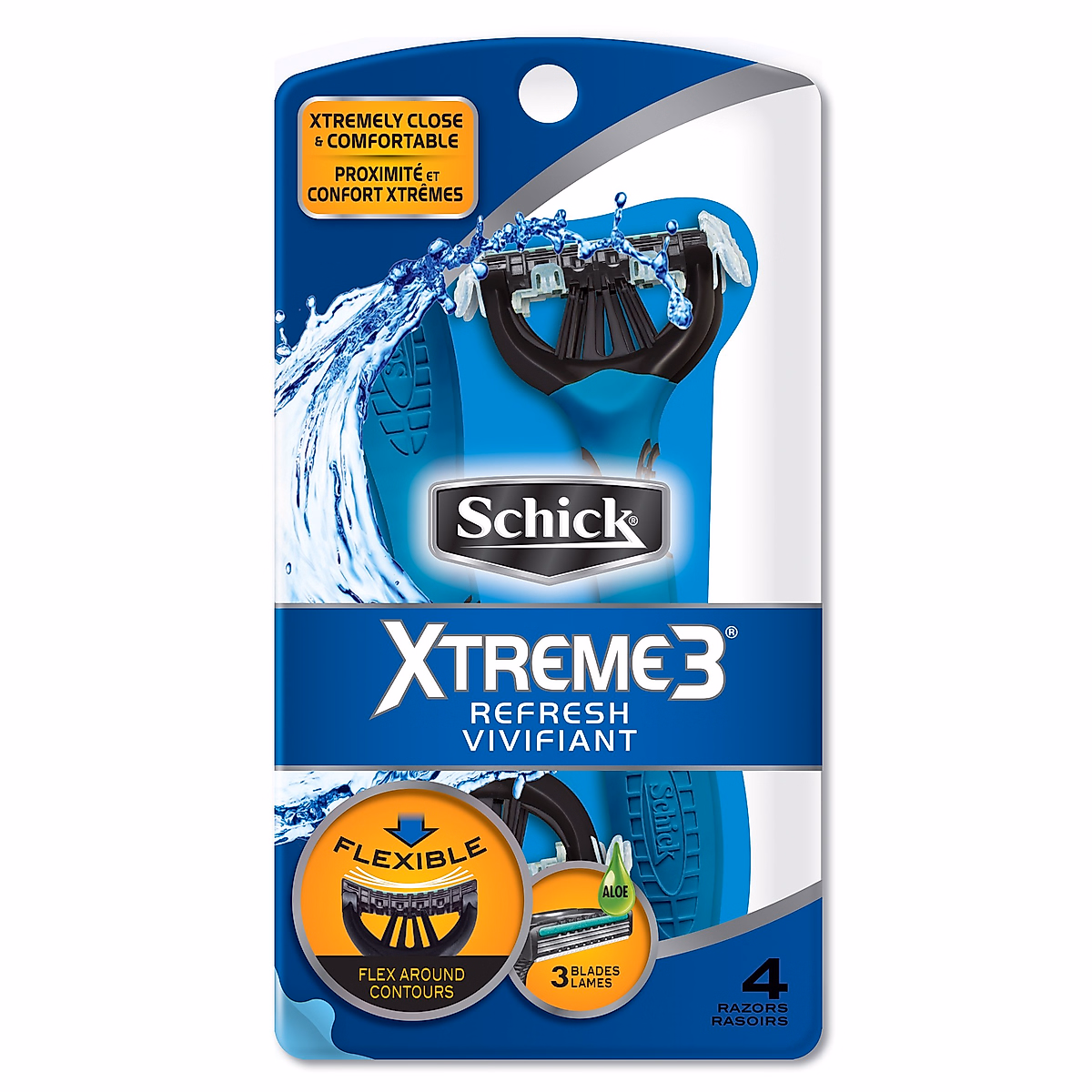 Schick Xtreme 3 Disposable Razors for Men with Refreshing Scented Handle, 4 Count