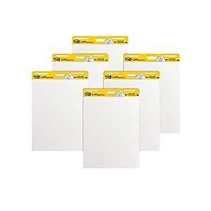 Post-it Super Sticky Easel Pad, 25 x 30 Inches, 30 Sheets/Pad, 6 Pads, Large White Premium Self Stick Flip Chart Paper, Super Sticking Power (559VAD6PK)