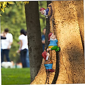 Naisicore Tree Climbing Gnome Statues, Resin Gnomes Tree Hugger Figurines, 3 Mini Gnome Tree Hanging Ornament, Garden Landscape Decor for Yard Lawn Art