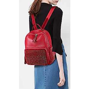 Zzfab Rhinestone Backpack Faux Leather Pewter