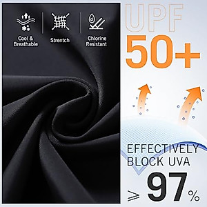 BALEAF Women's Swim Shorts SPF UV High Waisted Tummy Control Tankini Bathing Suit Swimsuit Bottoms with Pockets Black XS